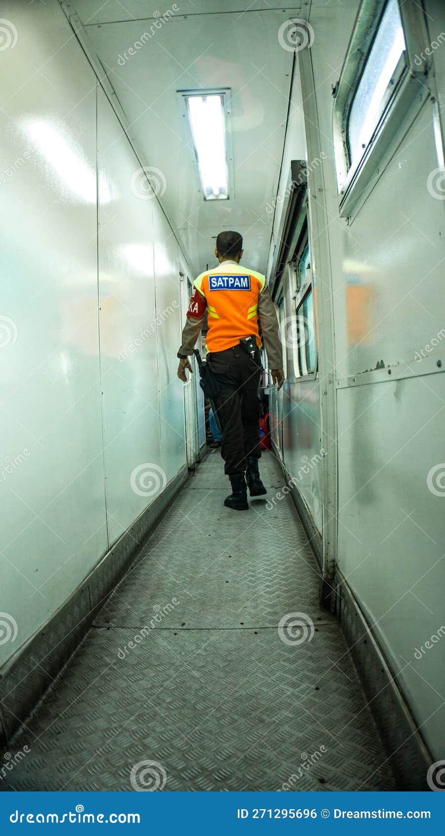 East Java, Indonesia - March 5th, 2023- Security Guard Patrolling the ...