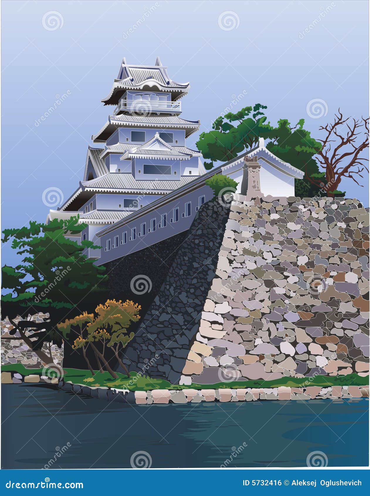 East Palace on the Riverside Stock Vector - Illustration of grove ...