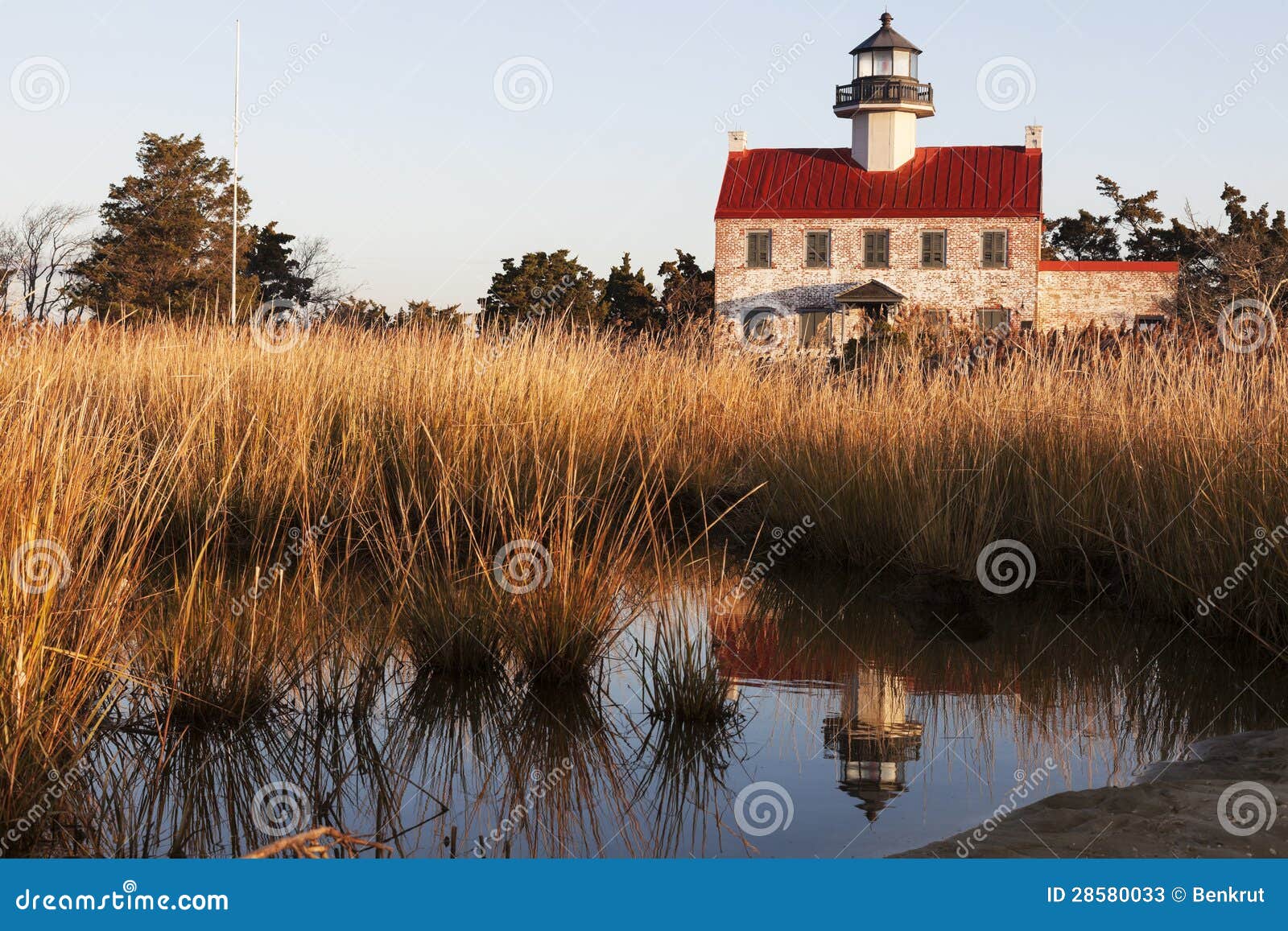 East Point Lighthouse in New Jersey Stock Image - Image of reflection ...