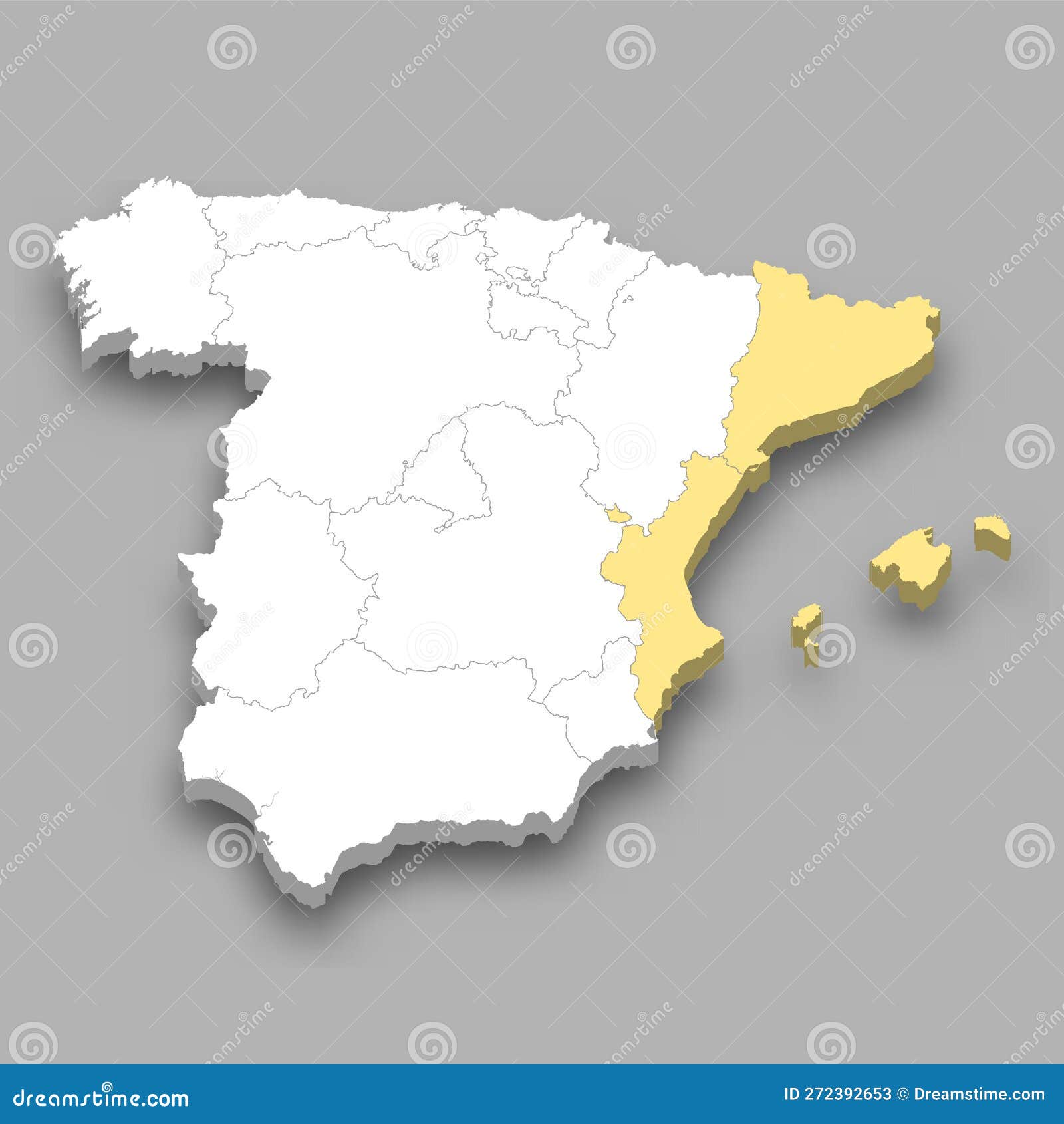East Region Location within Spain Map Stock Vector - Illustration of ...