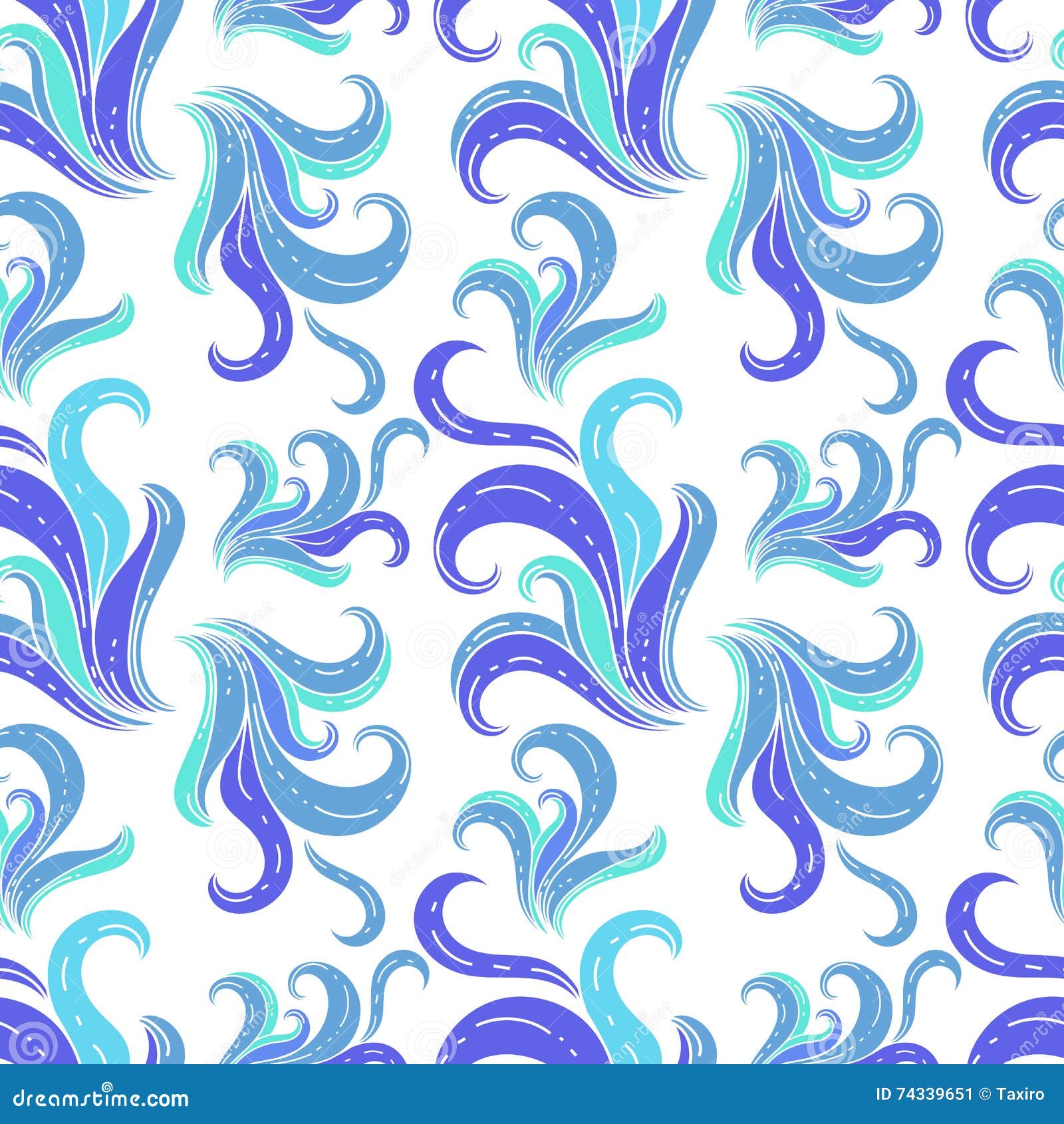 East Sea Curls Pattern Seamless Stock Vector - Illustration of backdrop ...