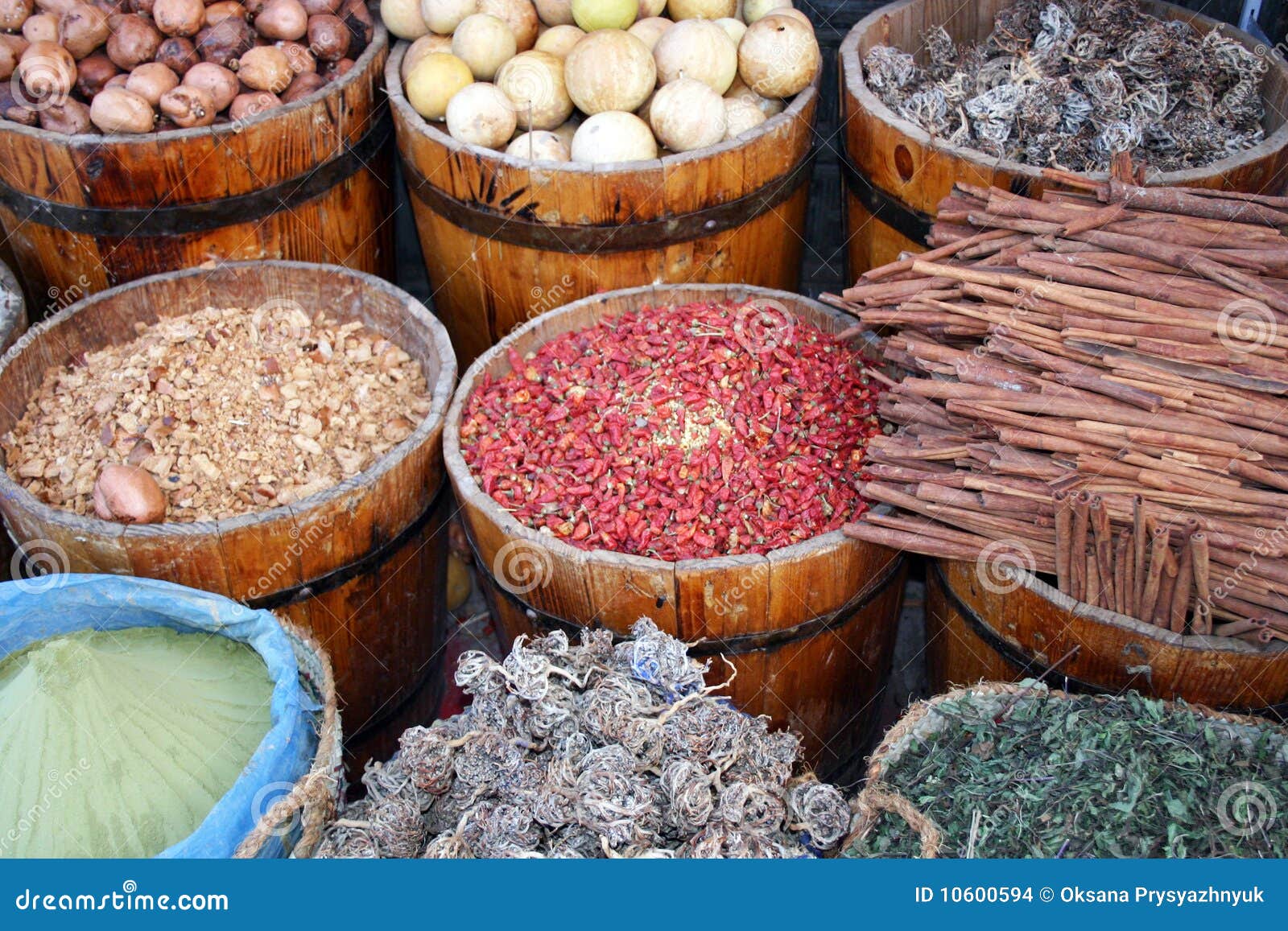 East spices are in barrels stock photo. Image of meal - 10600594