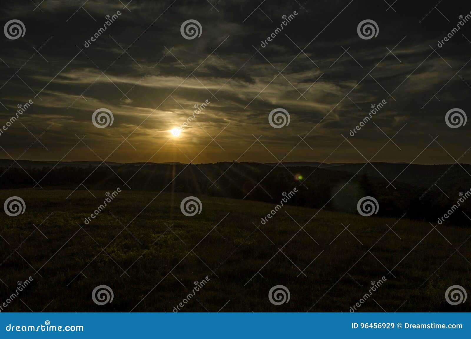 East, sunset stock image. Image of stars, hills, meadow - 96456929