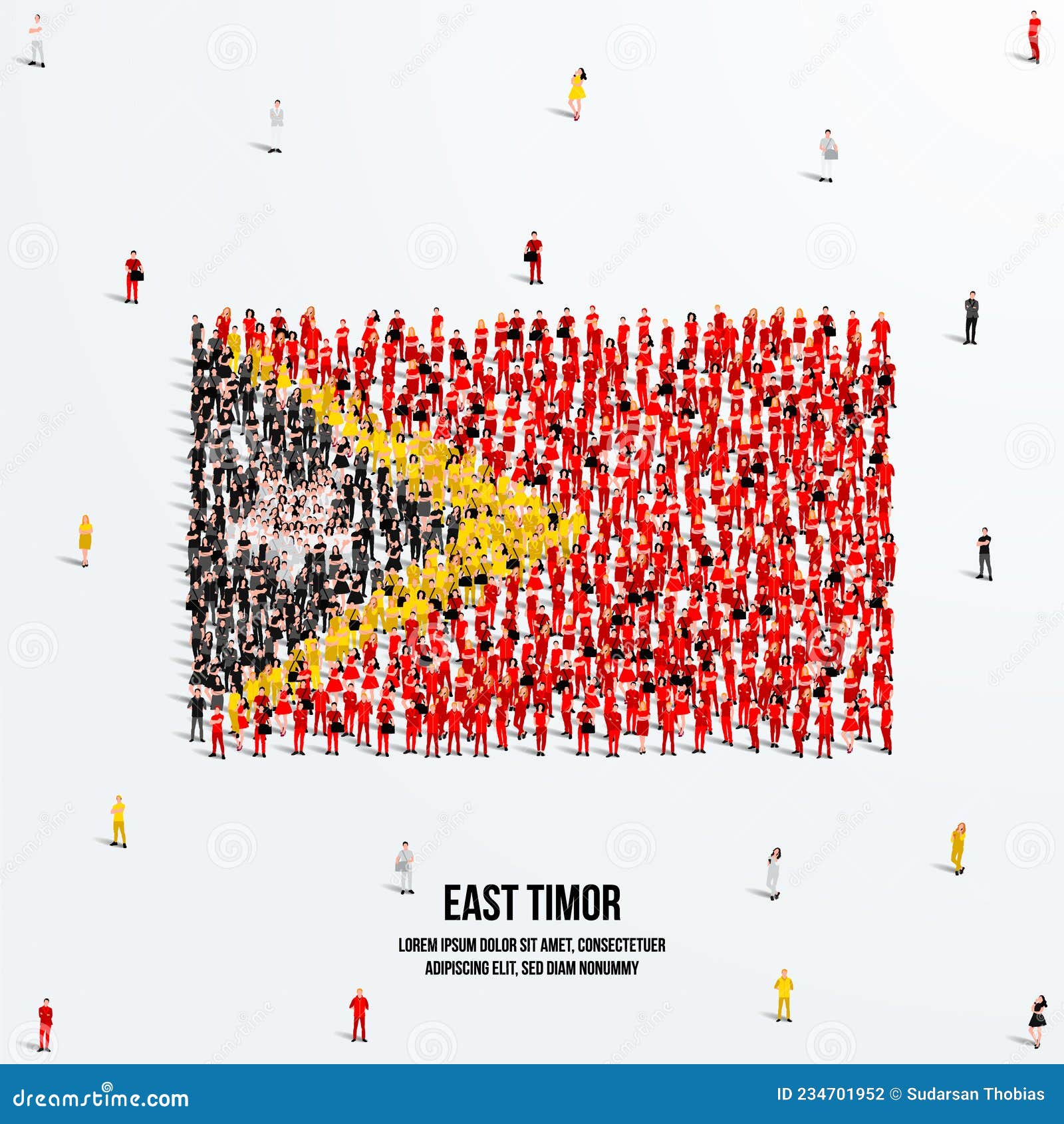 East Timor Flag. a Large Group of People Form To Create the Shape of ...