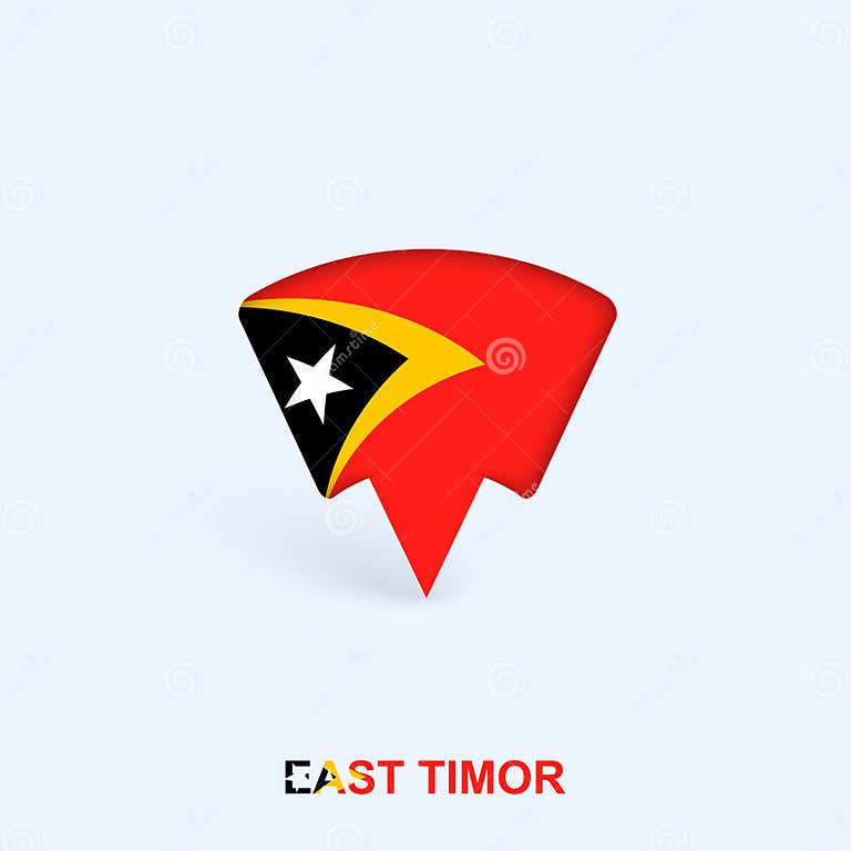 East Timor Flag Map Pointer Design with Shadow Stock Illustration - Illustration of sign, asia ...