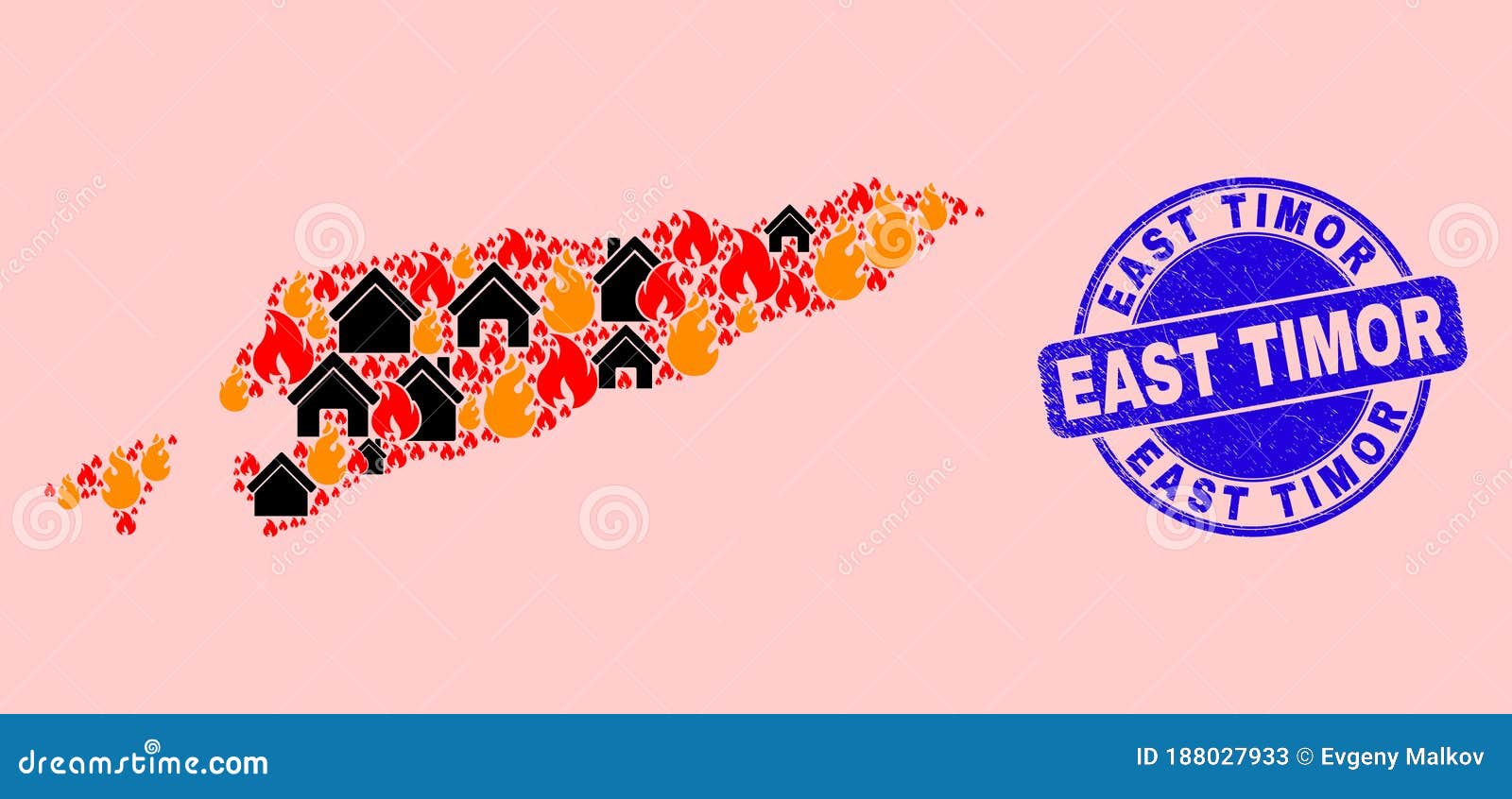 East Timor Map Composition of Fire and Realty and Scratched East Timor ...