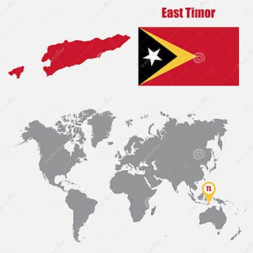East Timor Map on a World Map with Flag and Map Pointer. Vector ...