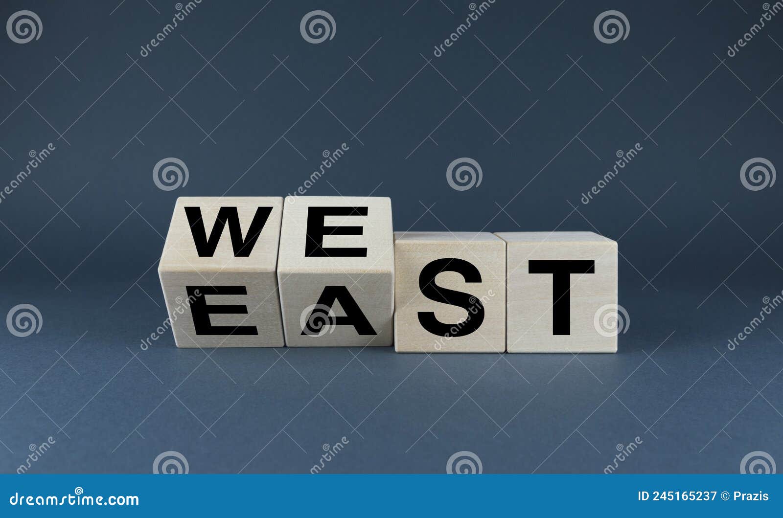 East Vs West. Cubes Form Words East or West Stock Image - Image of west ...