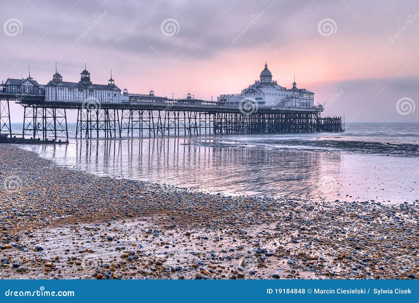 Eastbourne pier at sunrise stock photo. Image of ocean - 19184848