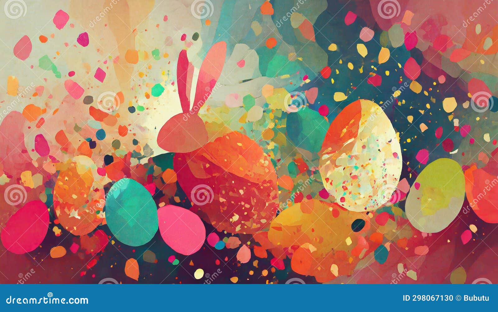 Easter Abstract Background with Painted Eggs and Bunny Ears. Stock ...