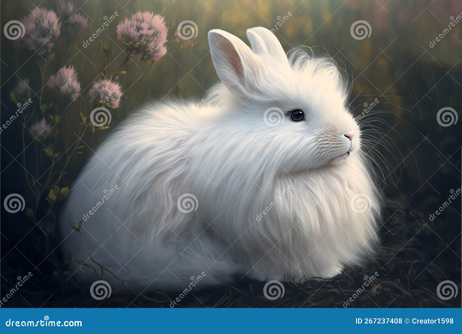 Easter Adorable Fluffy Bunny with White Fluffy Fur. Stock Illustration ...