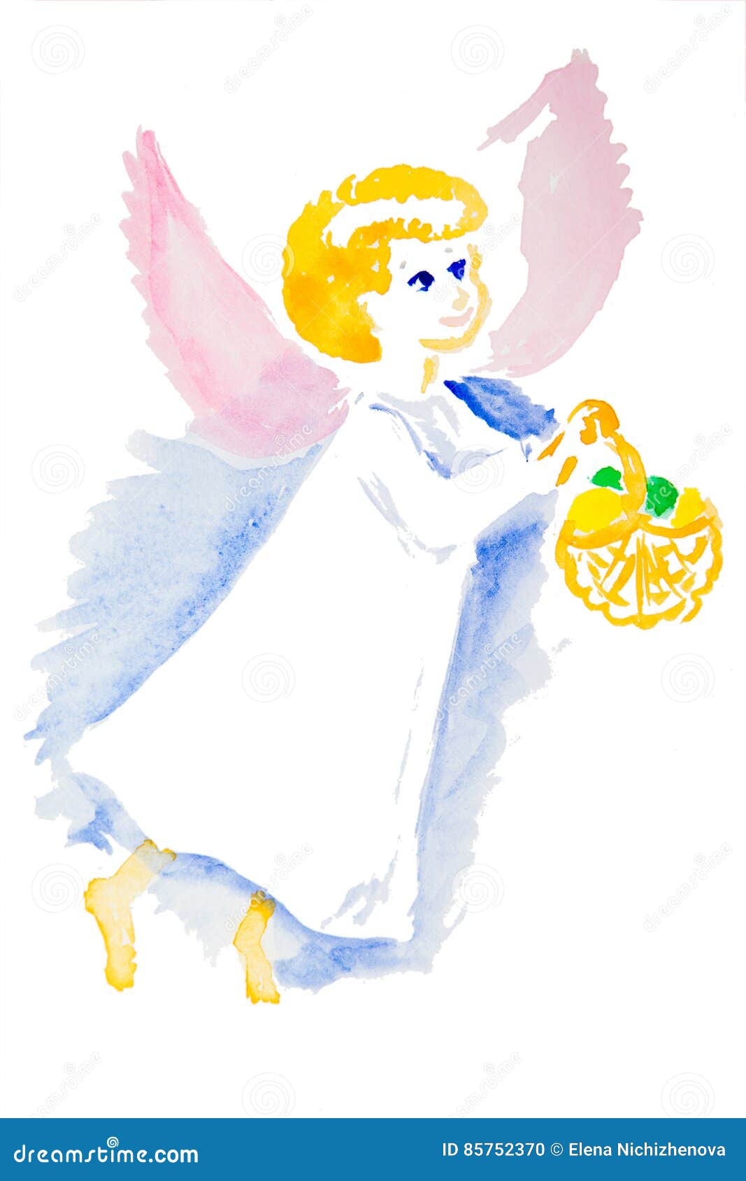 Easter Angel Watercolor Isolated Stock Illustration - Illustration of ...