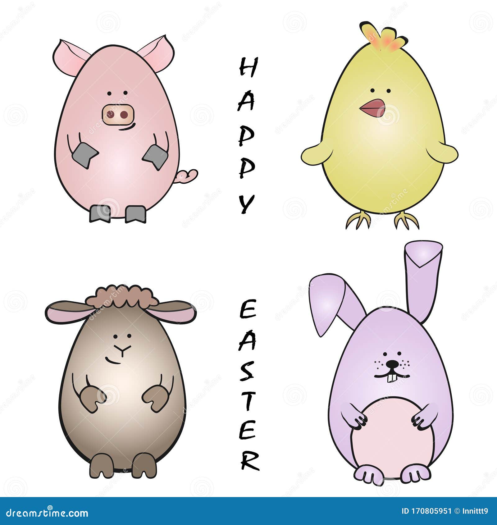 Easter Animals. Happy Easter Stock Vector - Illustration of brown, bird ...