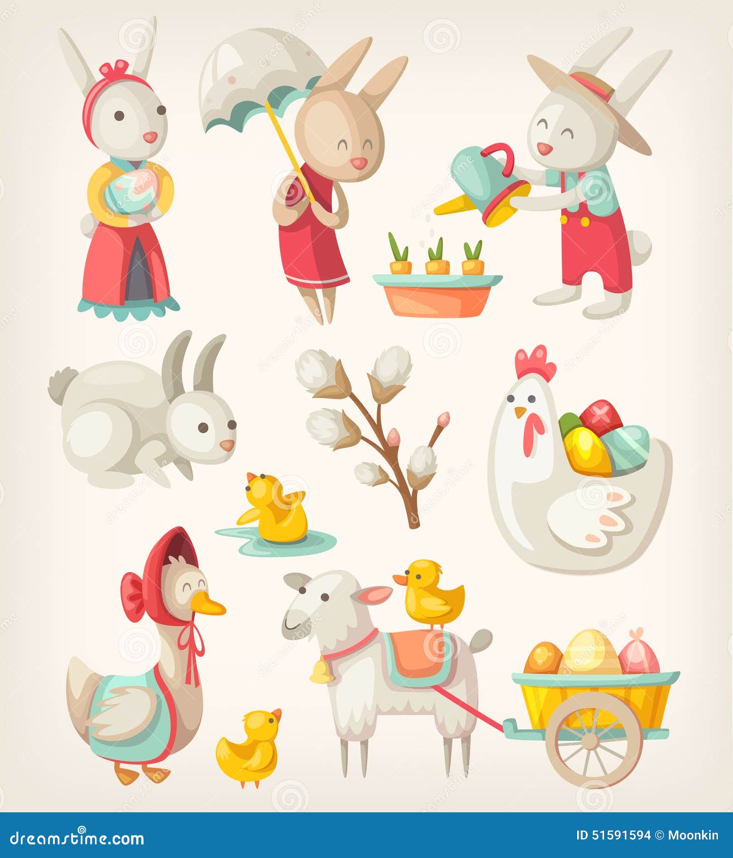 Easter animals stock vector. Illustration of bunny, drawing - 51591594