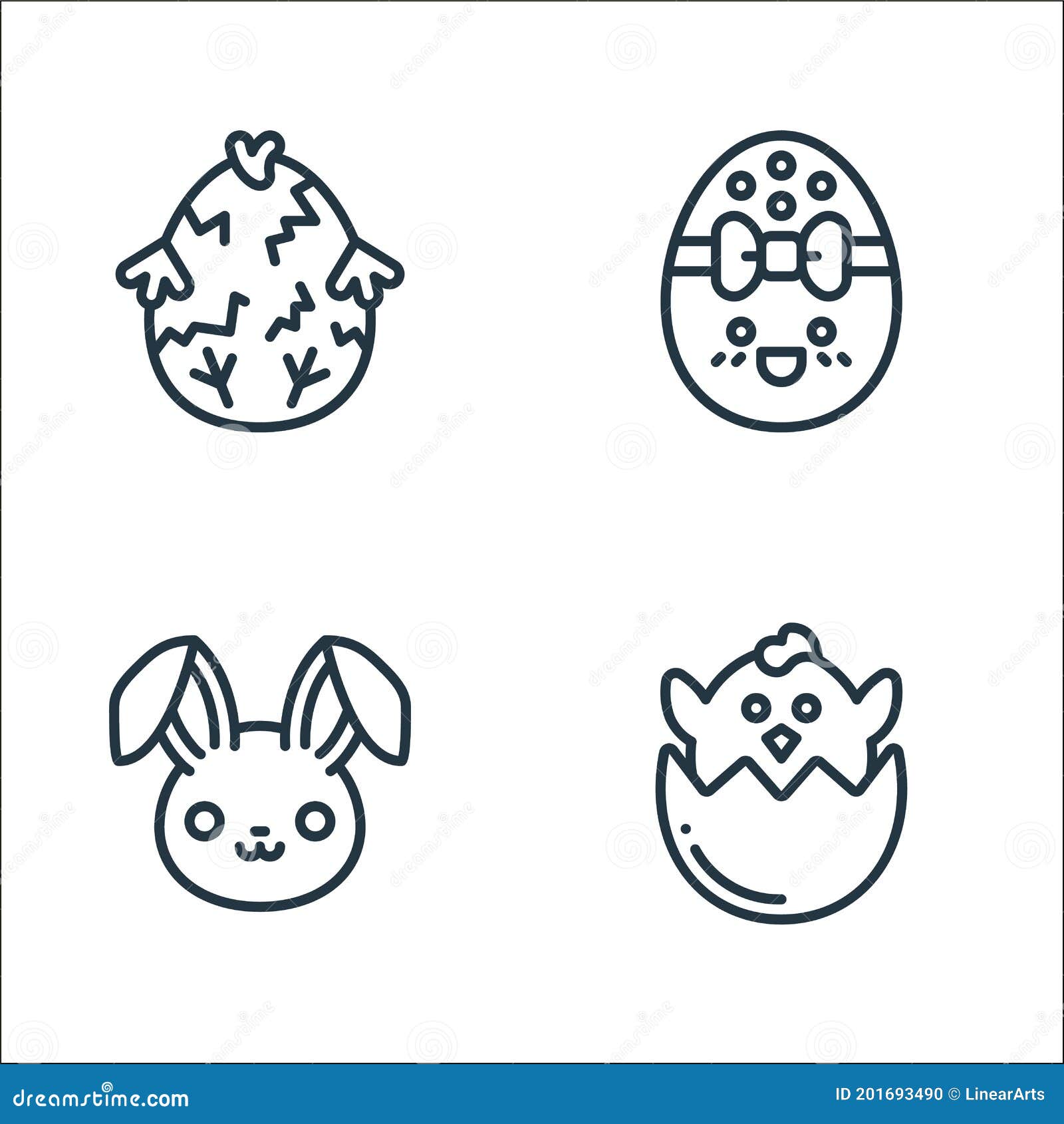 Easter Avatars Line Icons. Linear Set Stock Vector - Illustration of ...