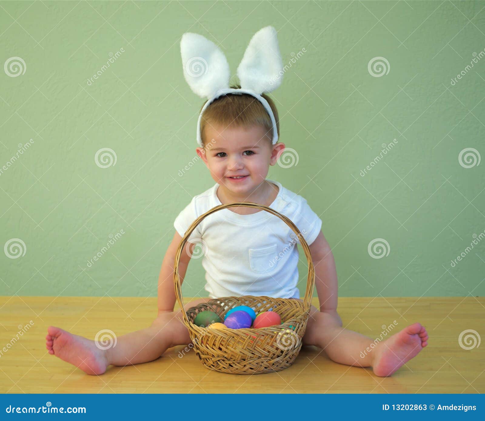 Easter baby stock image. Image of bunny, smiling, basket - 13202863