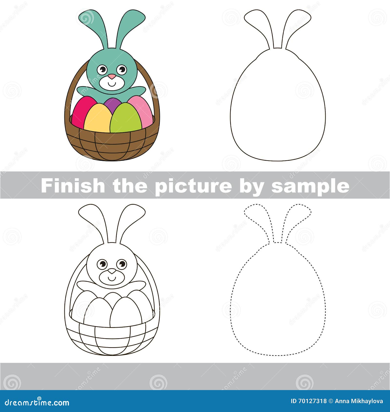 Easter Backet. Drawing Worksheet. Stock Vector - Illustration of easter ...