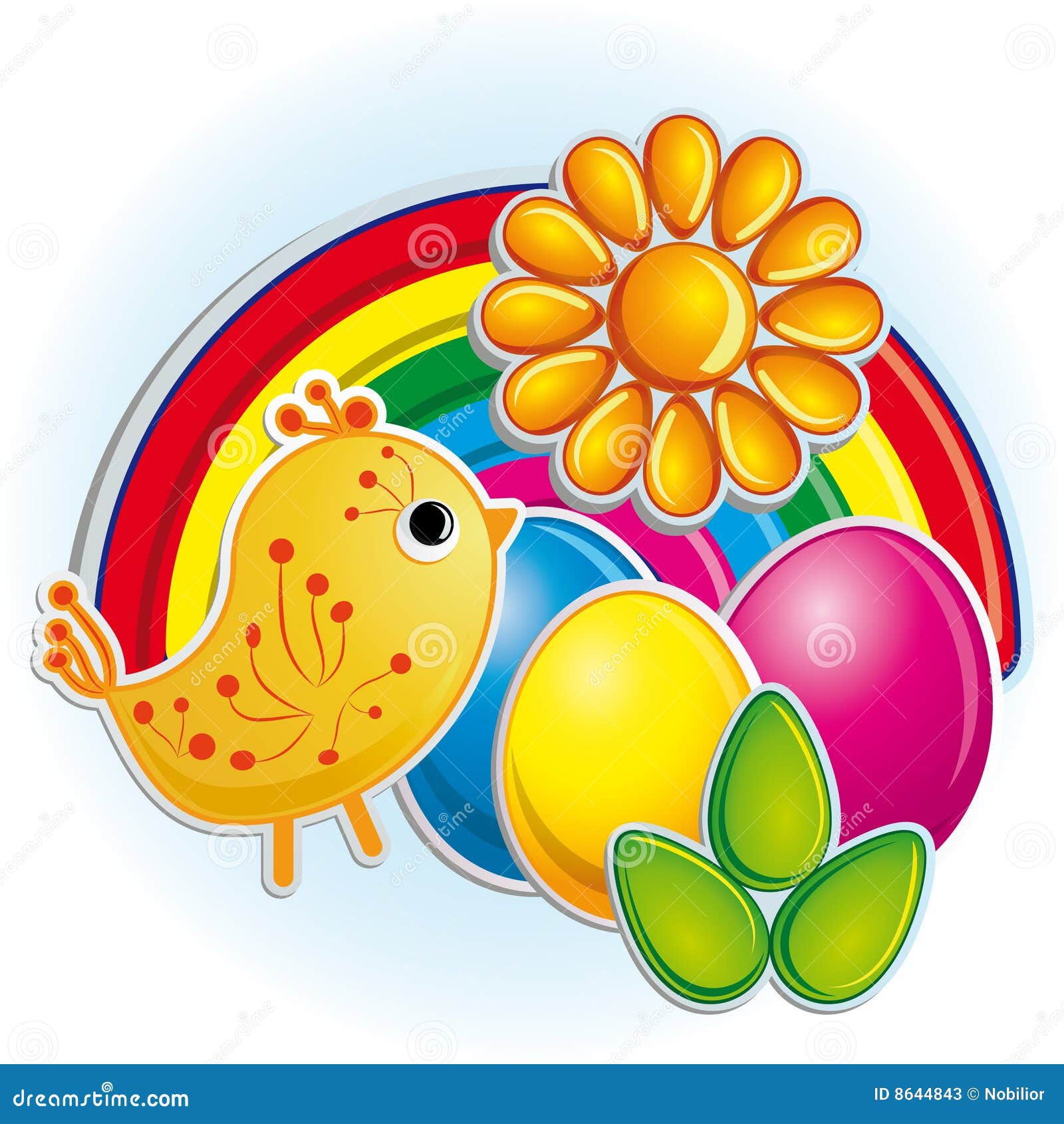 Easter Background with the Bird and Eggs Stock Vector - Illustration of ...