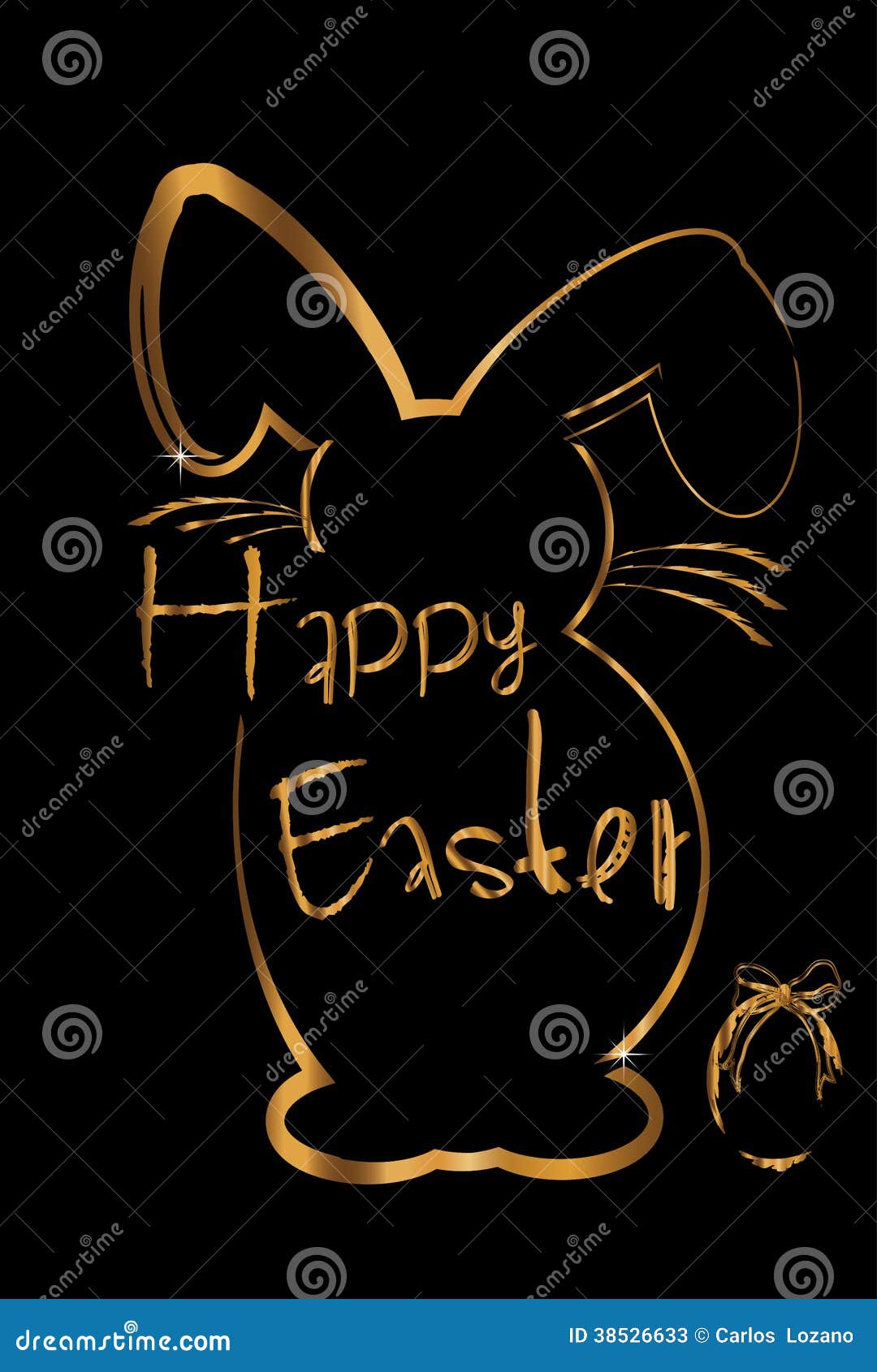 Easter Background Bunny in Gold Stock Vector - Illustration of theme ...