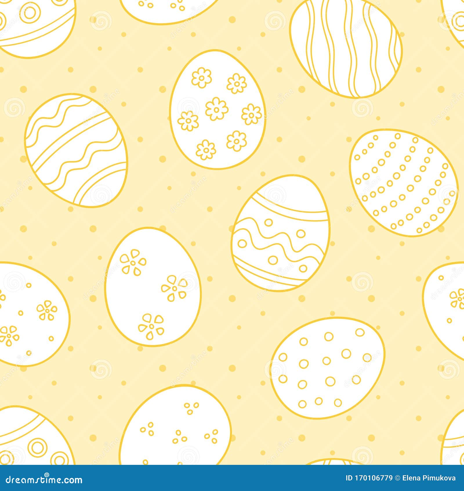 Easter Background with Decorated Eggs. Seamless Pattern in Doodle Style Stock Vector ...