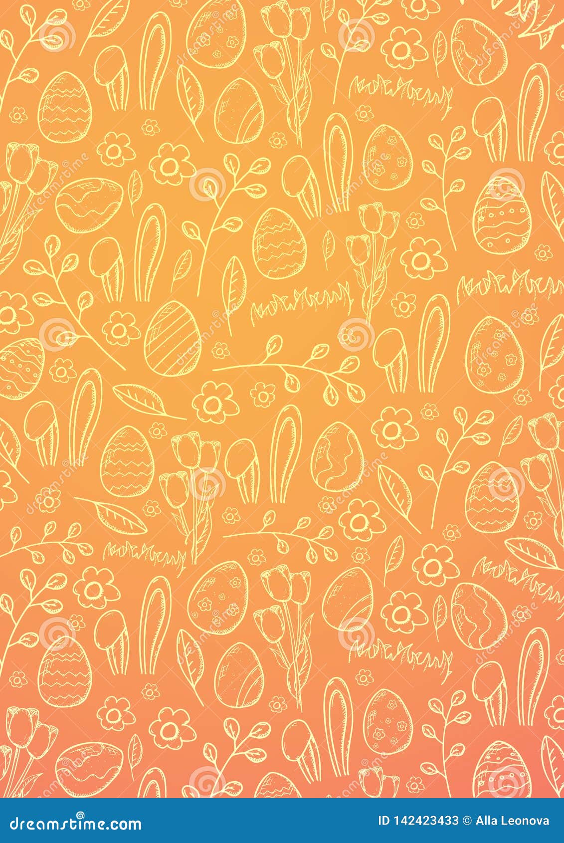 Easter Background with Easter Eggs. Doodle Hand Draw Background. Vector ...