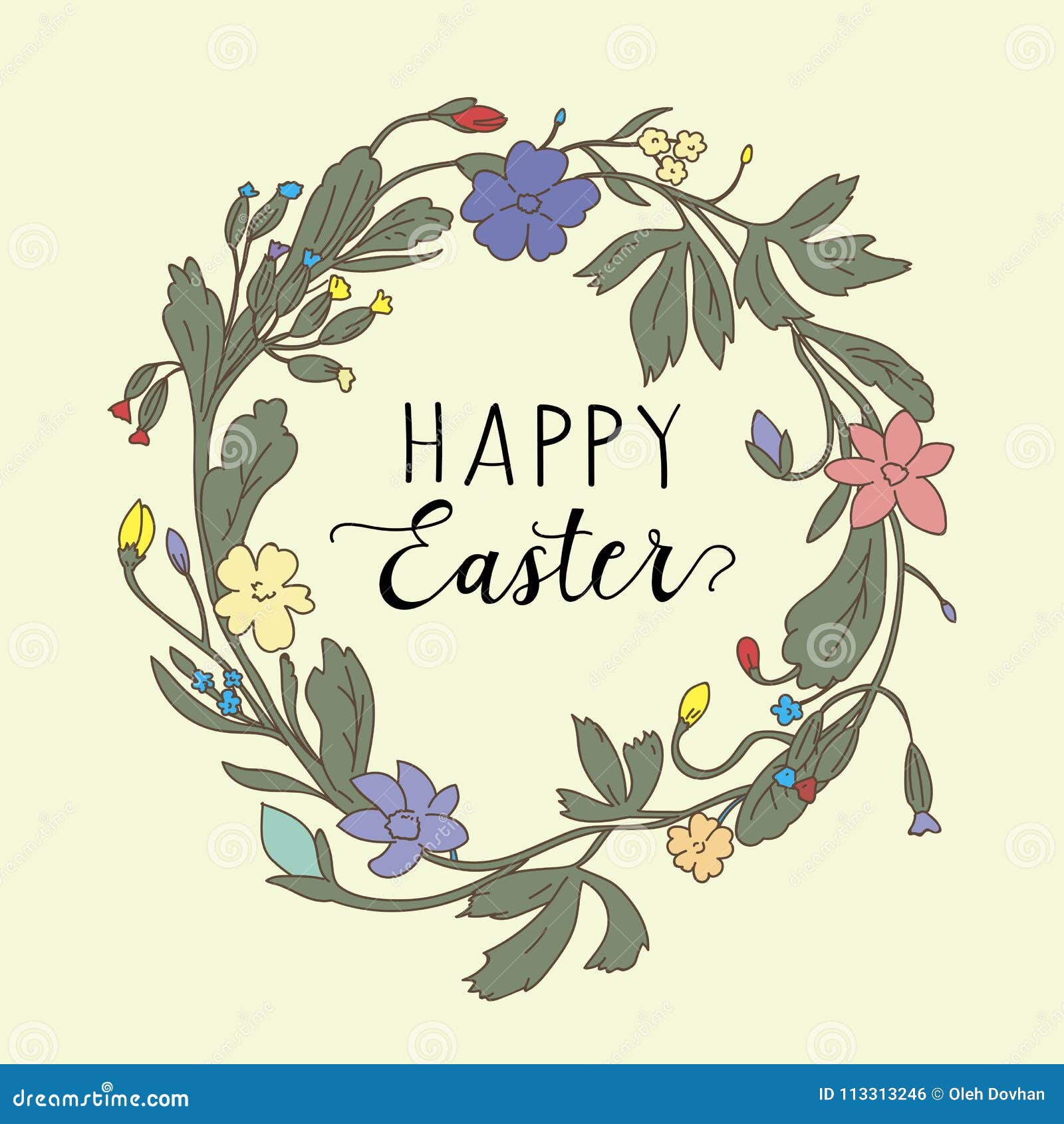 Easter Congratulation on an Abstract Background with a Wreath of ...