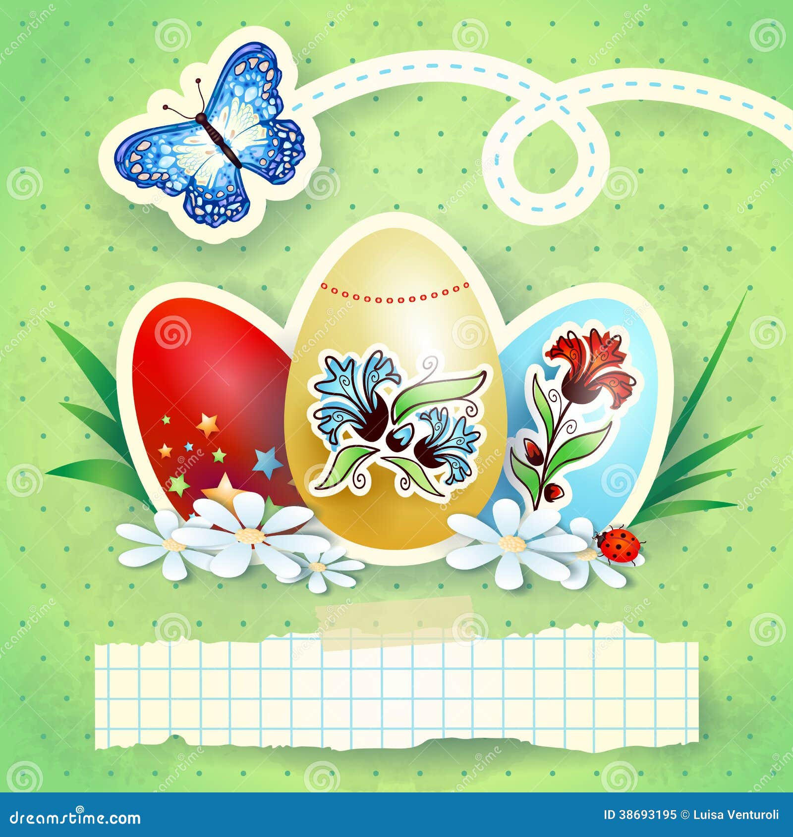 Easter Background with Eggs and Butterfly Stock Illustration ...