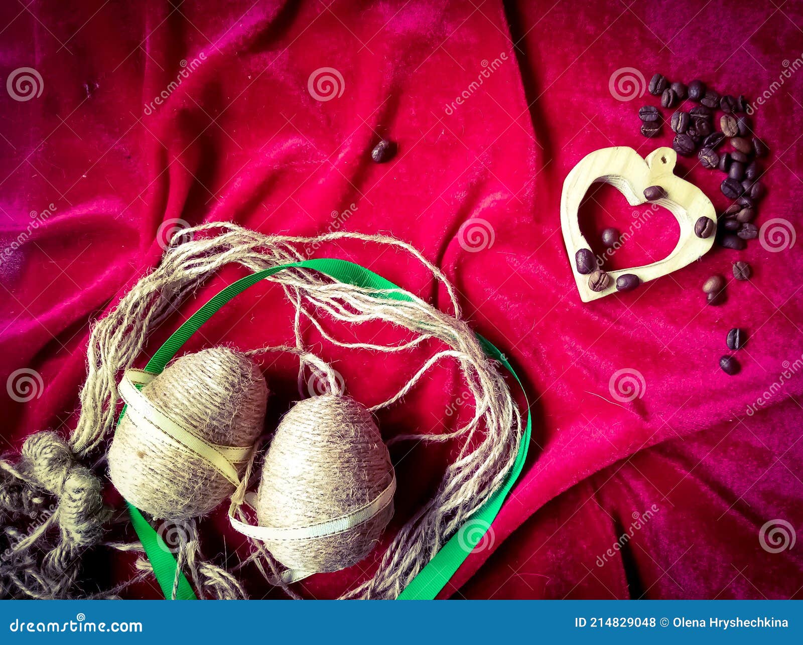 Easter Background. Eggs Decorated with Natural Rope Stock Photo - Image ...