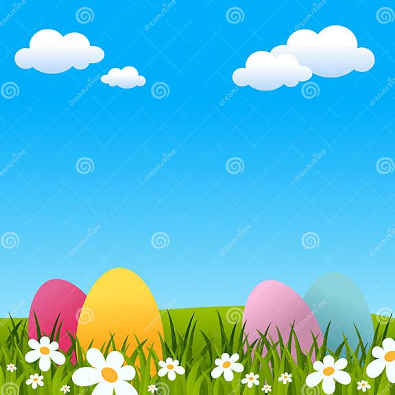 Easter Background with Eggs and Flowers Stock Vector - Illustration of ...