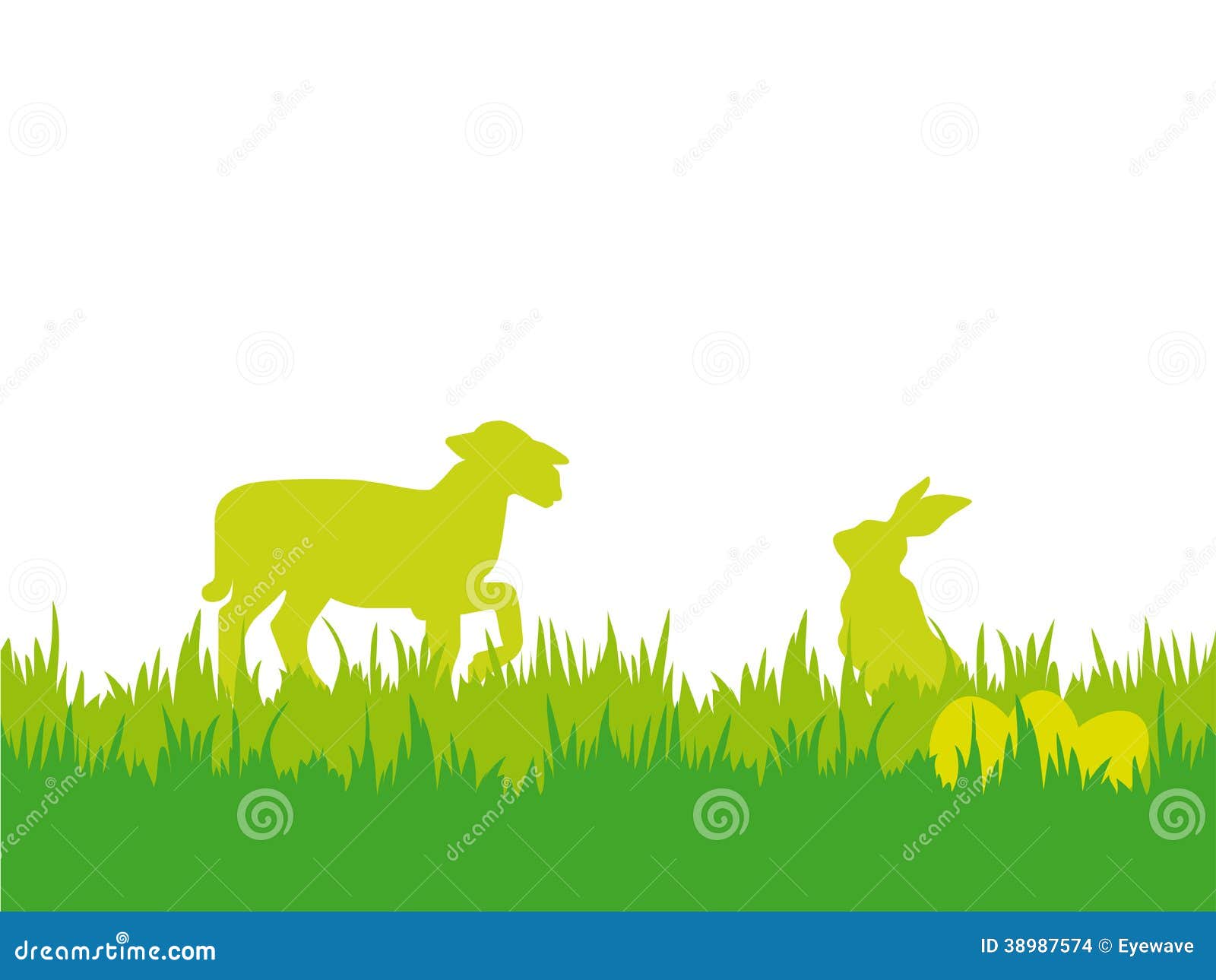 Easter Background with Lamb, Eggs and Butterflies Stock Vector ...