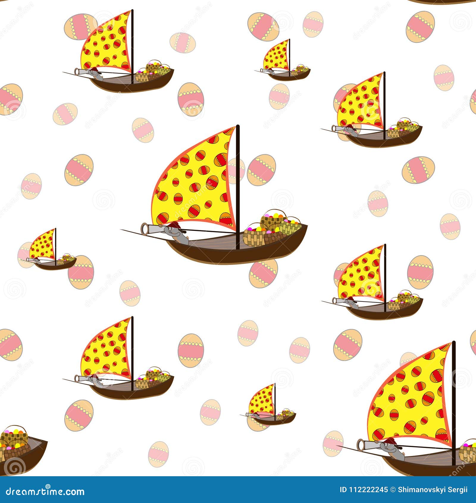 Easter Background with a Rabbit on a Sailboat Stock Vector ...