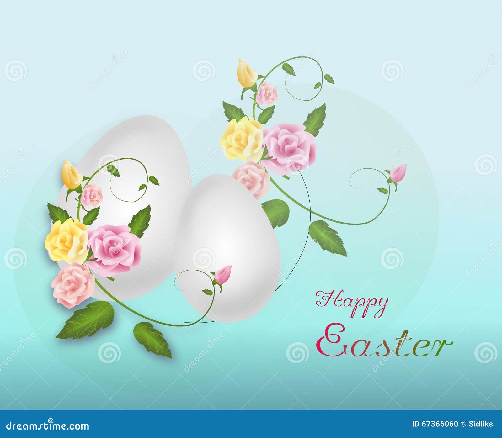 Easter Background with Roses Stock Illustration - Illustration of event ...