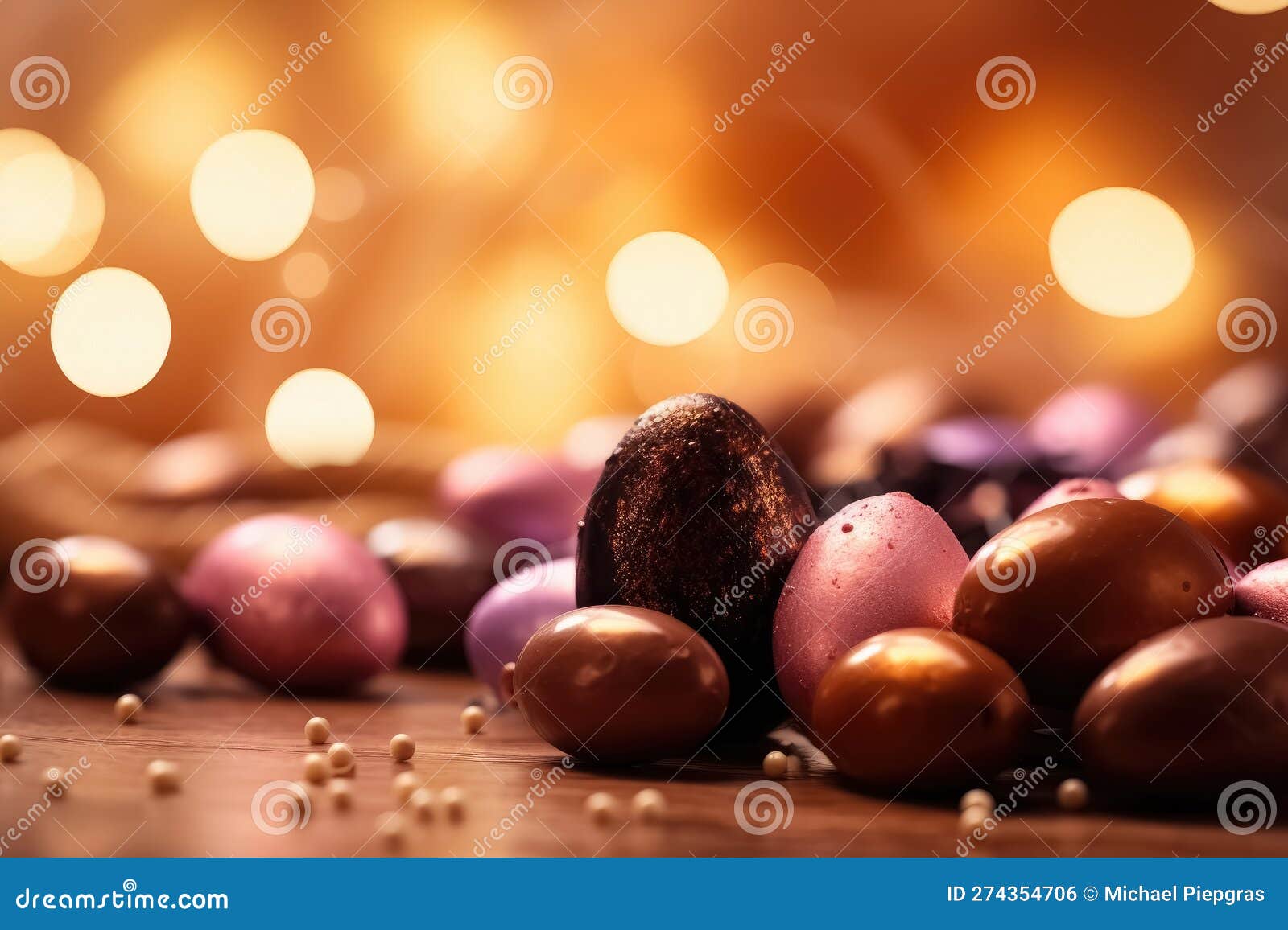 Easter Background with Soft Bokeh Lights and Chocolate Created with ...
