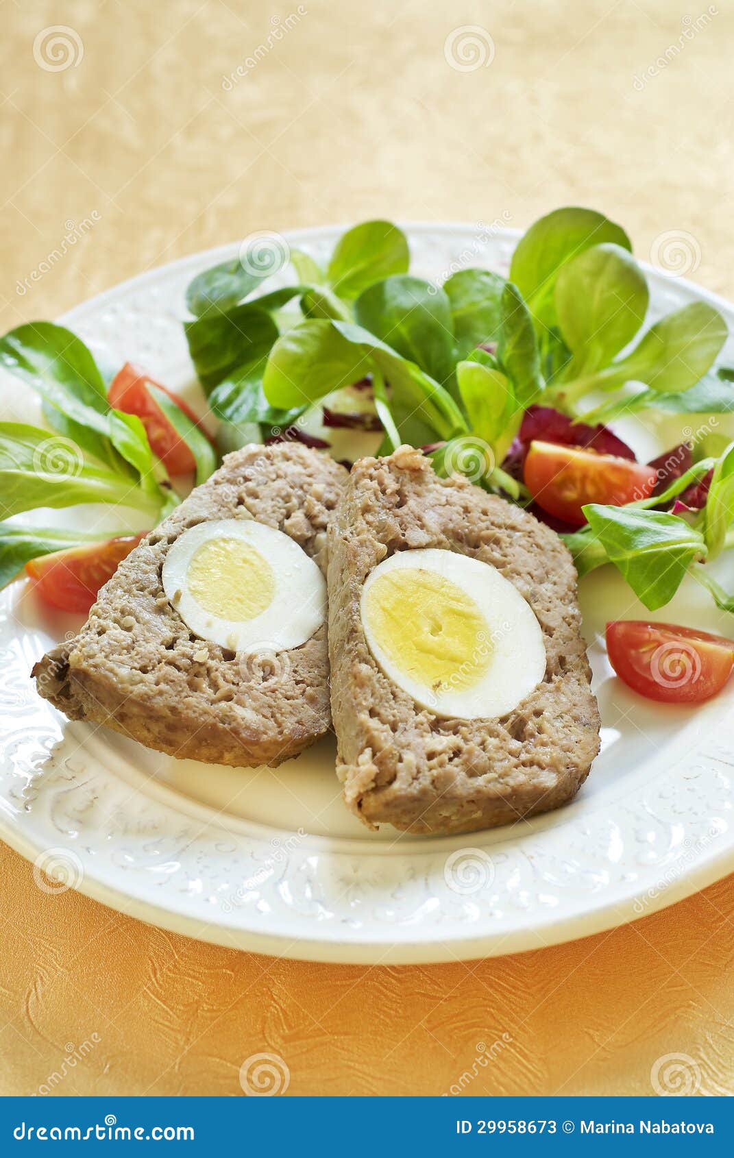 Easter Baked Meatloaf with Boiled Eggs Stock Image - Image of bake ...