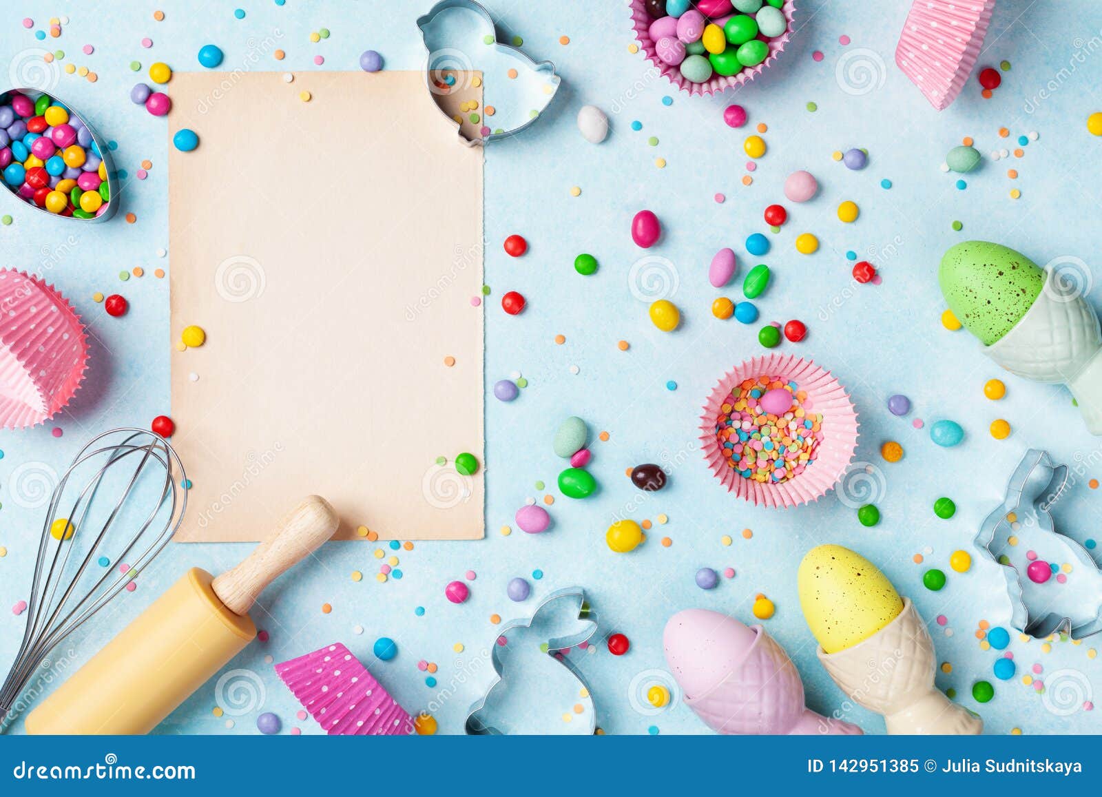 Easter Baking Background with Kitchen Tools for Holiday Sweet Bakery ...