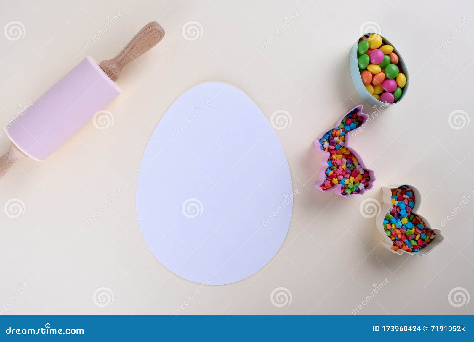 Easter Baking and Cooking Utensils. Flat Lay Top View, Mockup for ...