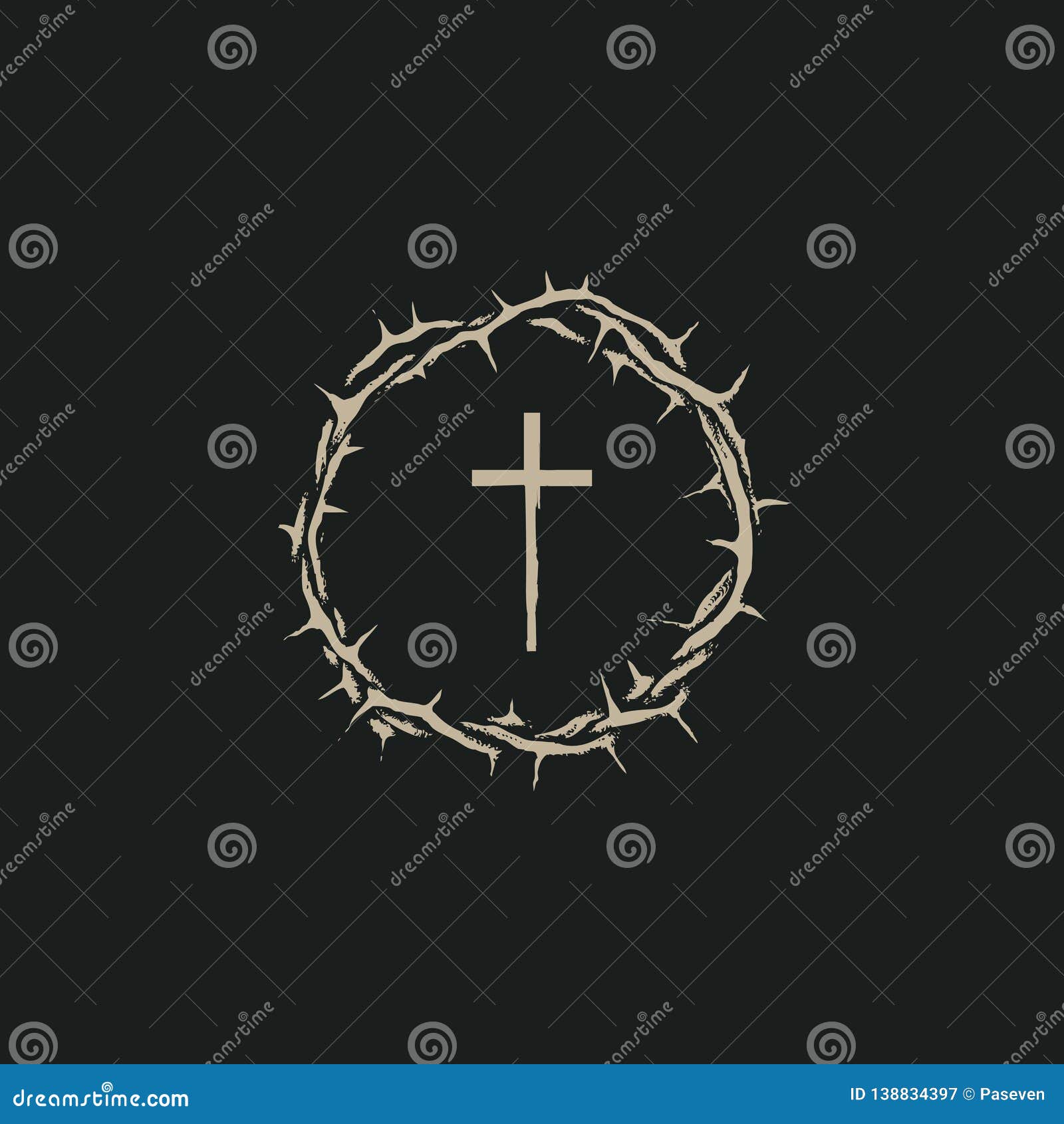 Easter Banner with Crown of Thorns and Cross Stock Vector ...