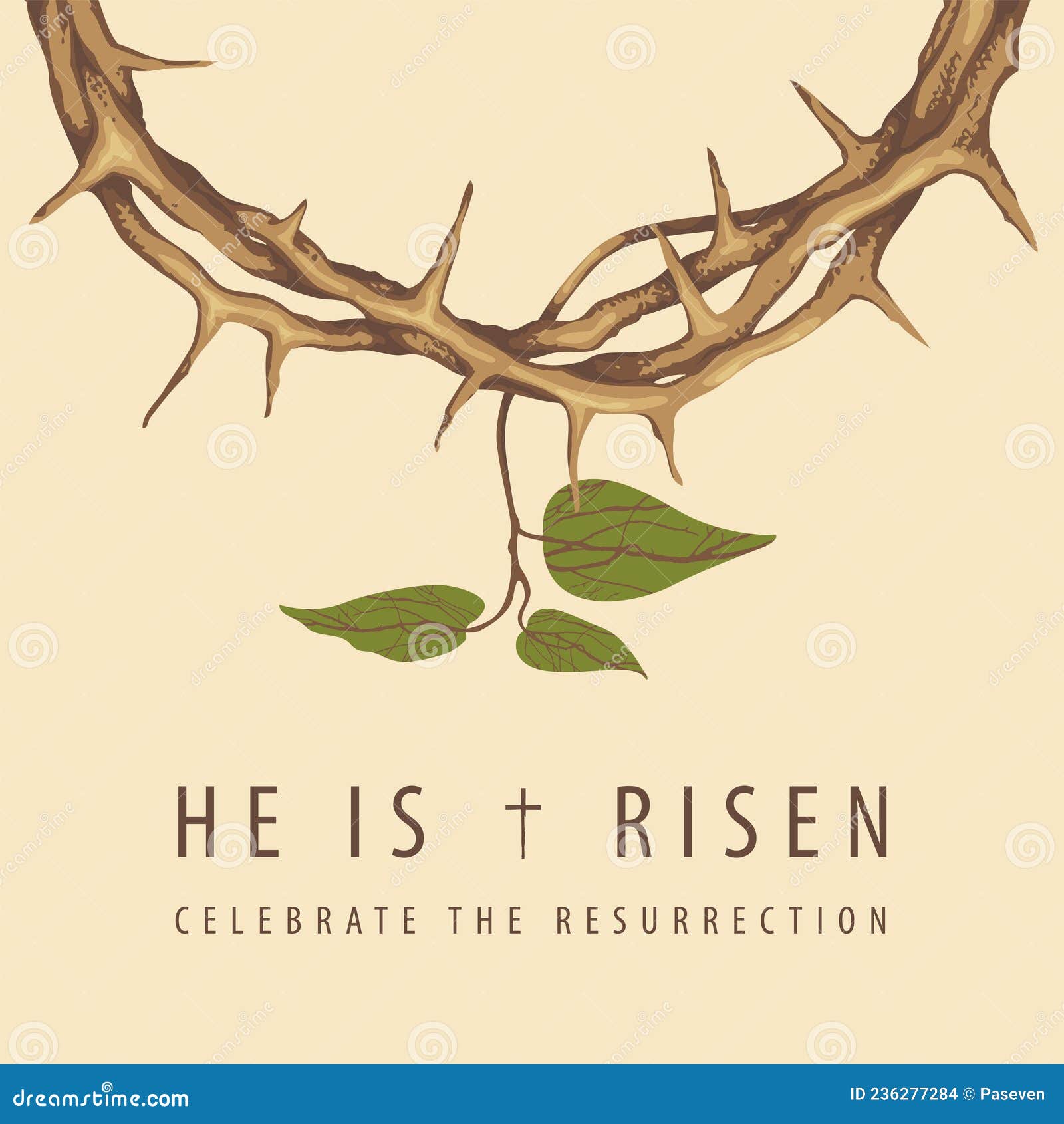 Easter Banner with Crown of Thorns and Twig Stock Vector - Illustration ...