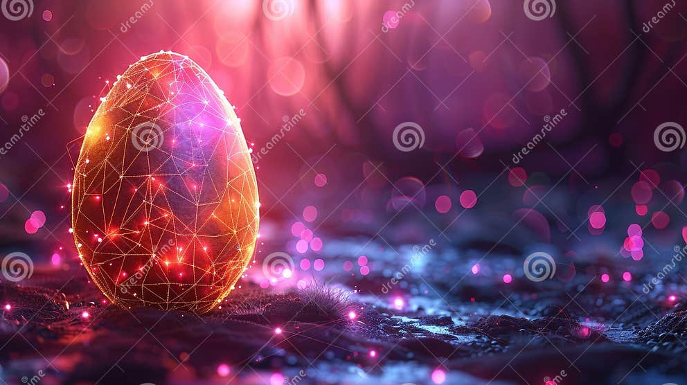 Easter Banner with Eggs with Digital Line Pattern. Modern Illustration ...