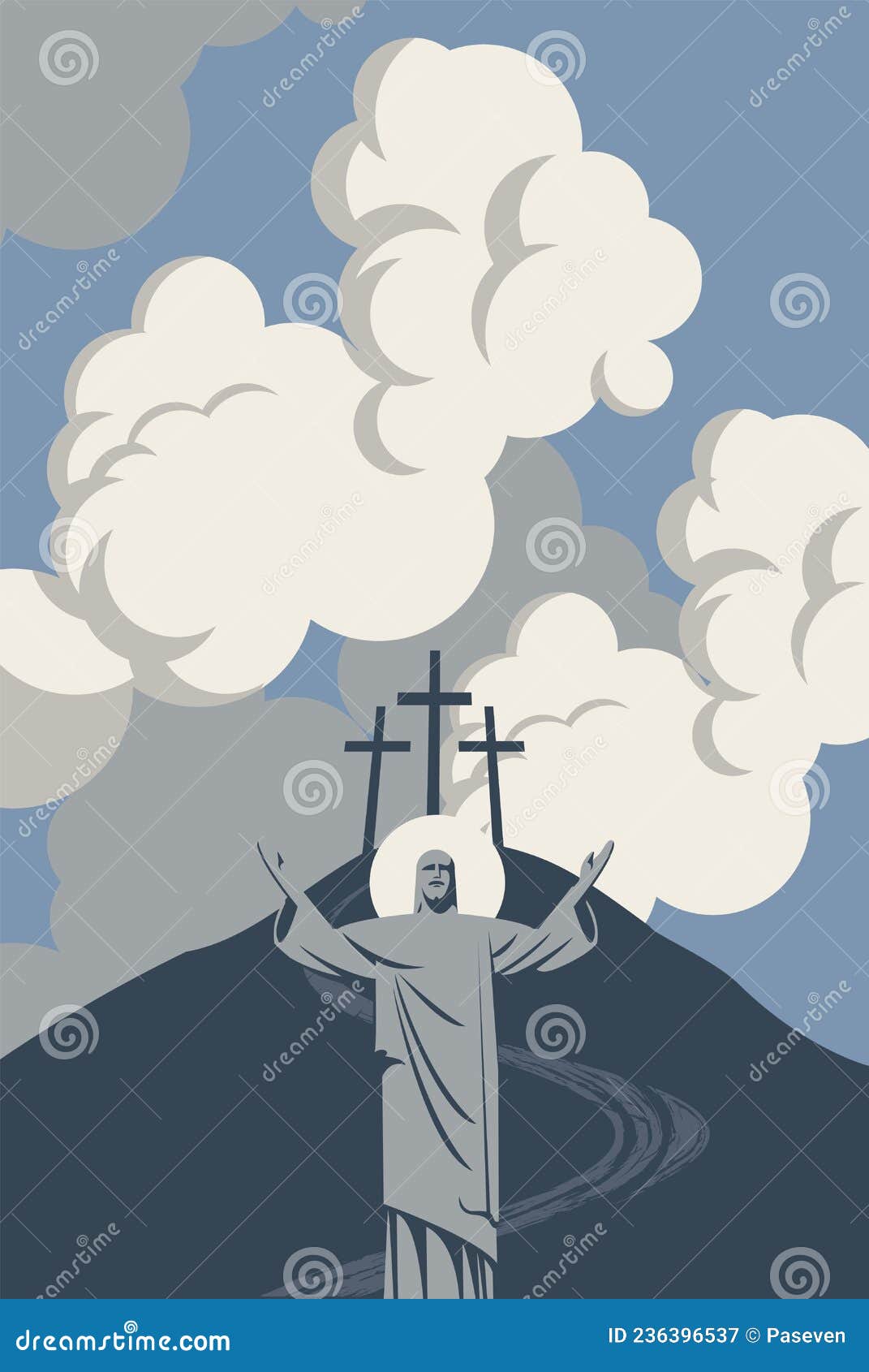 Resurrected Jesus Christ With Shining Halo And Outstretched Arms Vector