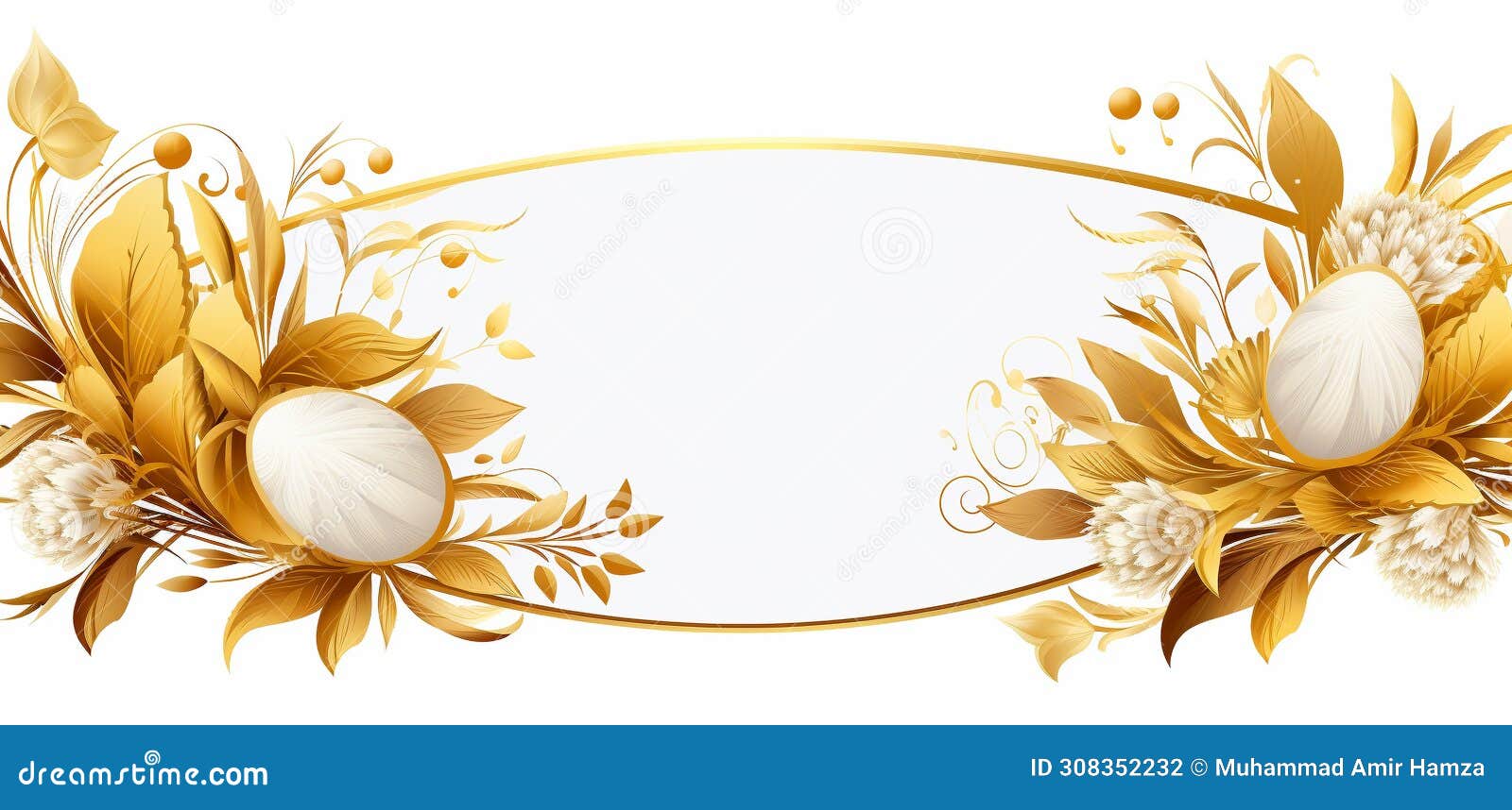 Easter Banner Vector Template. Golden Frame Png. Easter Eggs Png Stock ...
