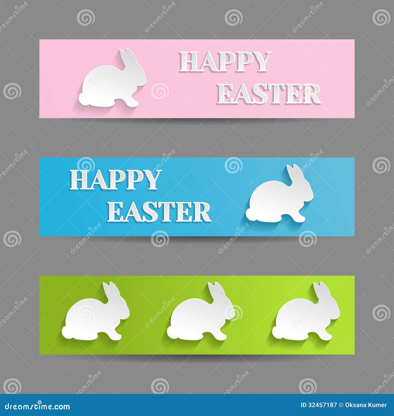 Easter Banners Set with Rabbit Bunny Stock Vector - Illustration of ...