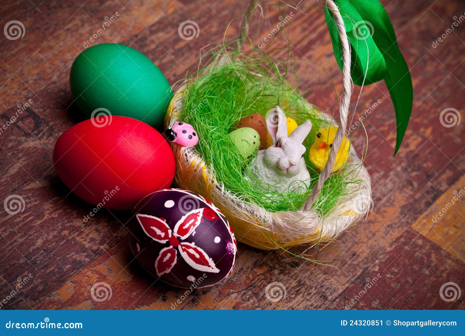 Easter Basket and Colored Eggs Stock Image - Image of easter, tradition ...