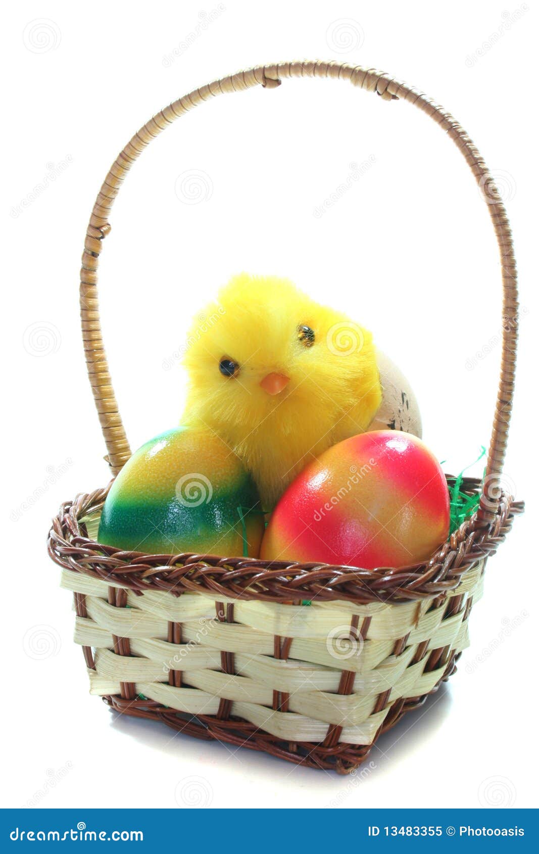 Easter Basket with Easter Eggs and Chicks Stock Image - Image of spring ...
