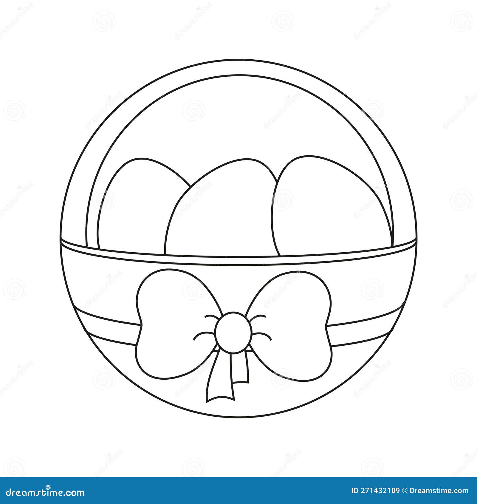 Easter Basket with Eggs and a Bow on the Basket. Line Art Stock Vector ...