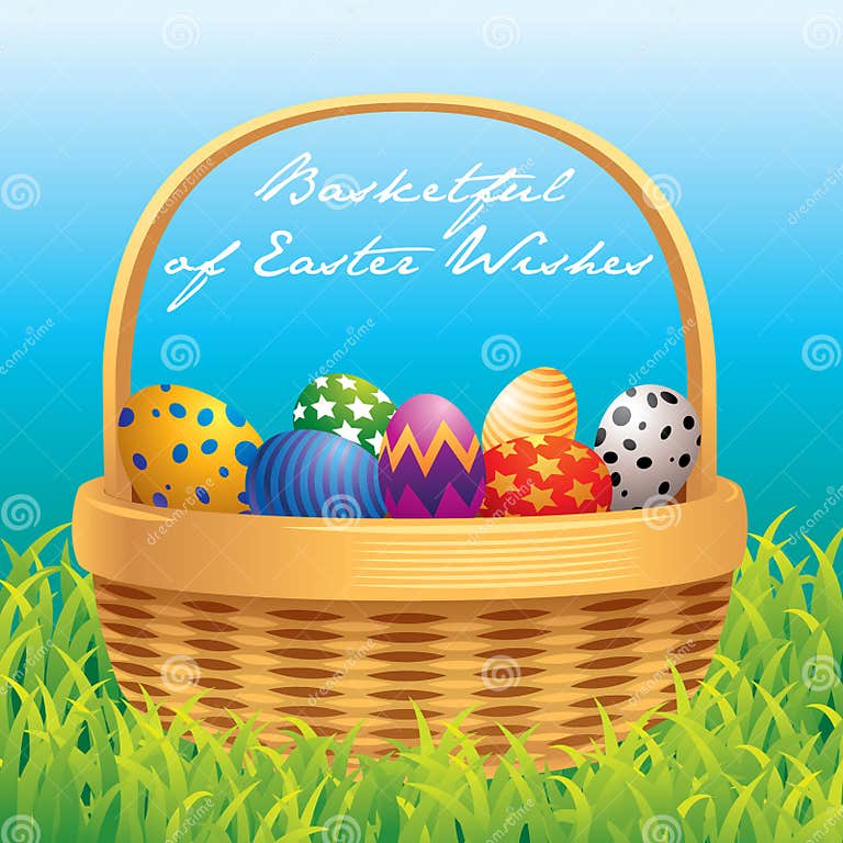 Easter Basket Greeting Card Stock Vector - Illustration of outside ...