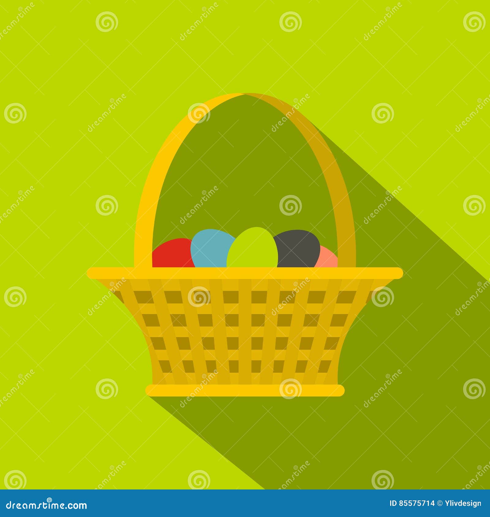 Easter Basket Icon , Flat Style Stock Vector - Illustration of blue ...