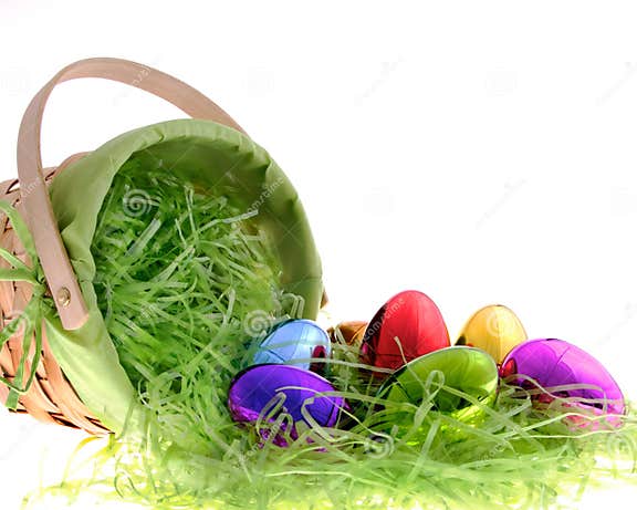 Easter Basket with Iridescent Eggs Stock Image - Image of season, eggs ...