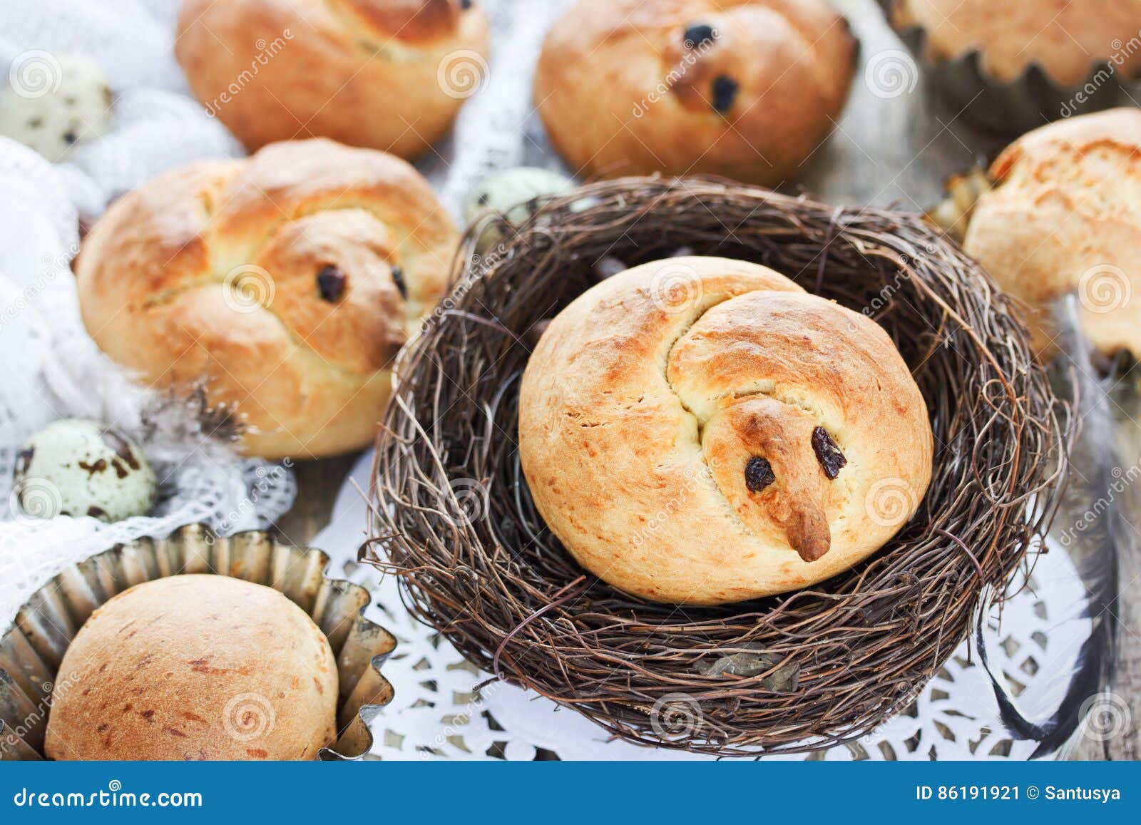 Easter Bird Bread, Easter Chick Bun Stock Image - Image of festive ...