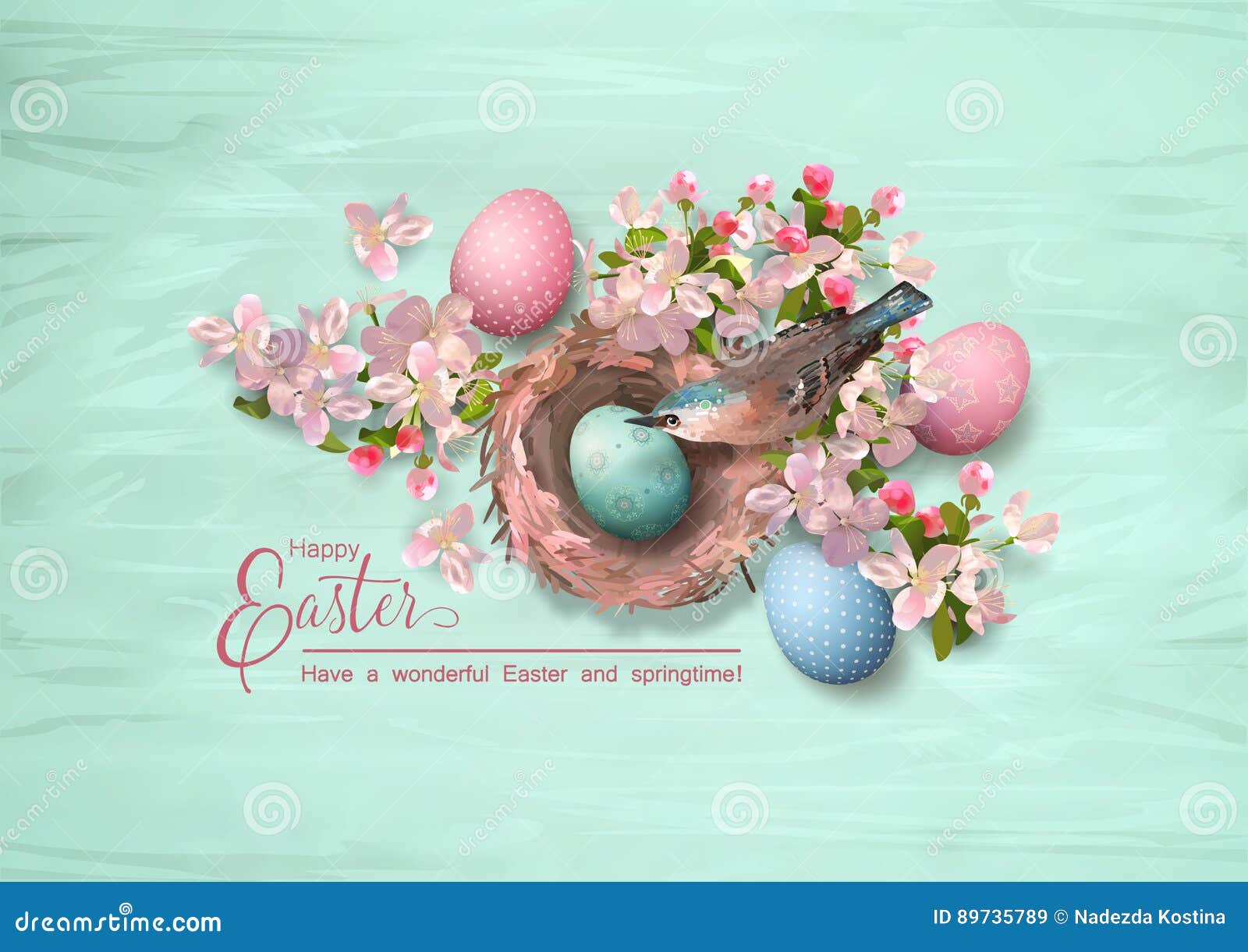 Easter Bird and Nest stock vector. Illustration of branch - 89735789